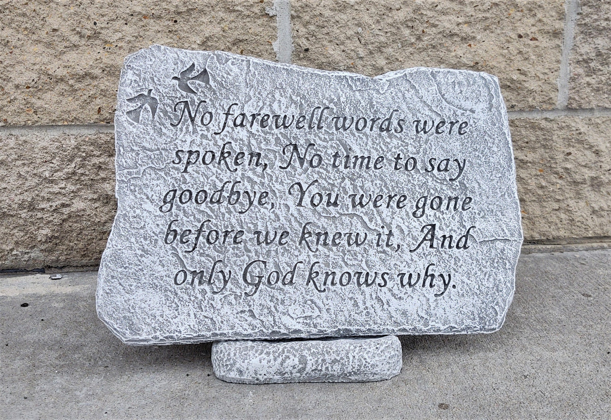 Memorial Garden Stone, No Farewell Words - E's Florals